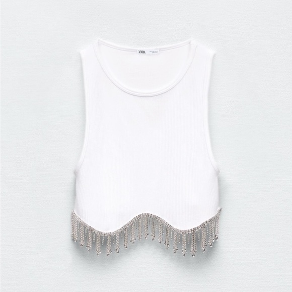 Zara | Tops | Zara Seamless Rhinestone Top | Poshmark